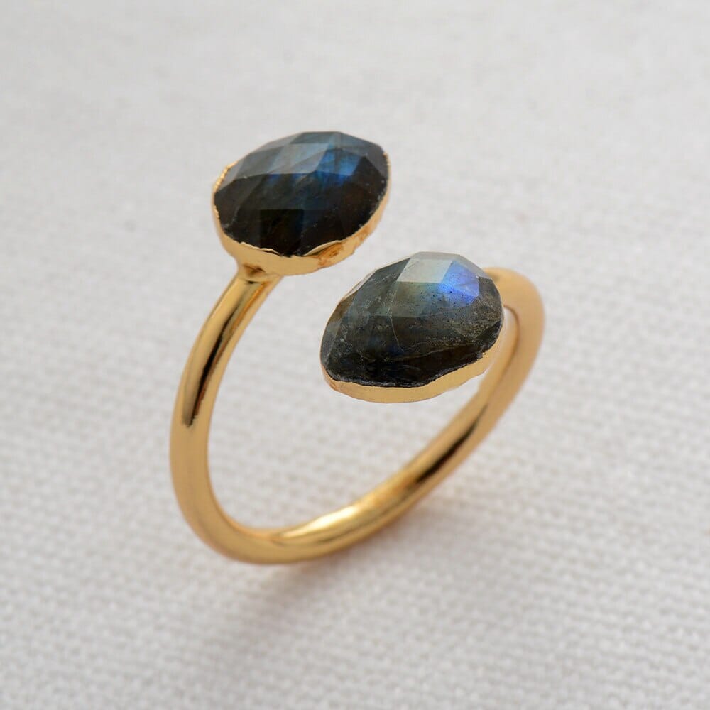 Natural Labradorite Adjustable Ring